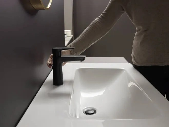 Hansgrohe Talis E, páková umyvadlová baterie 110 CoolStart s odtokovou soupravou s táhlem, černá matná, 71713670