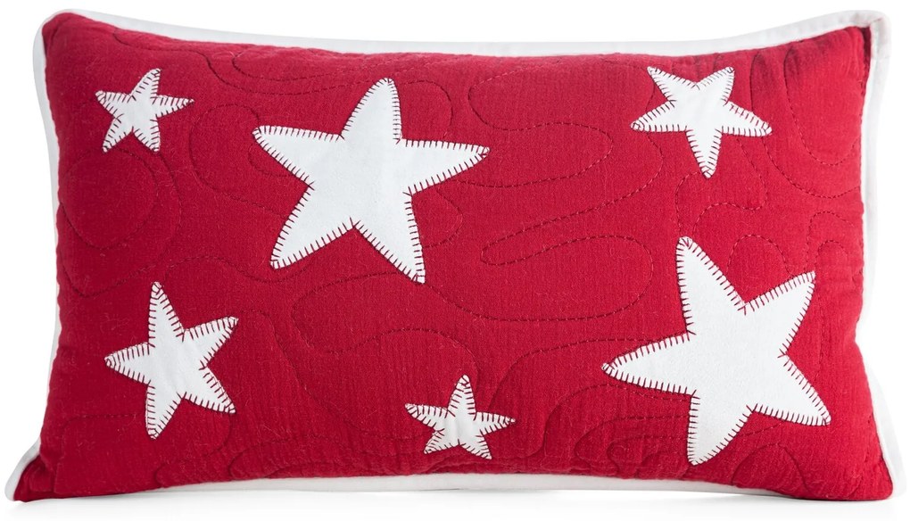 VÁNOČNÍ DEKORAČNÍ POVLAK NA POLŠTÁŘ STAR 1KS 30X50 CM ČERVENÁ