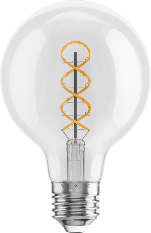 Mexen Vintis, LED filamentová žárovka E27, G80, 4 W, teplá bílá 2700K, čirá, L165-E27-0427-00