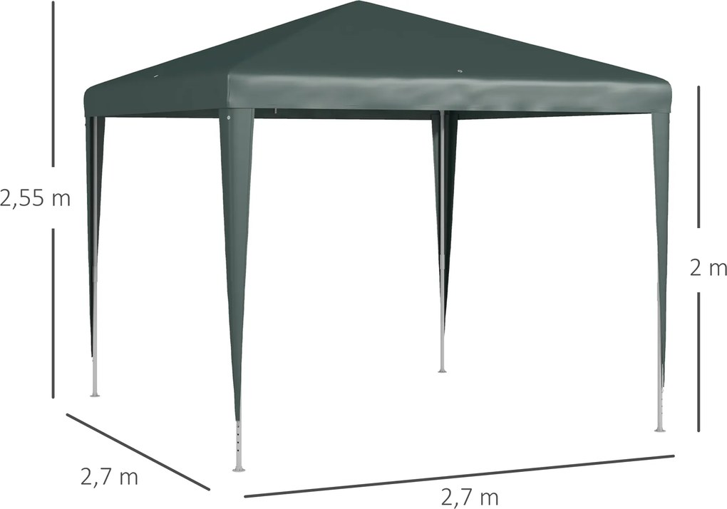 Outsunny altán 2,7 x 2,7 m party stan zahradní altán stan na balkon terasu, tmavě zelená ocel, voděodolný a stabilní | Aosom.de