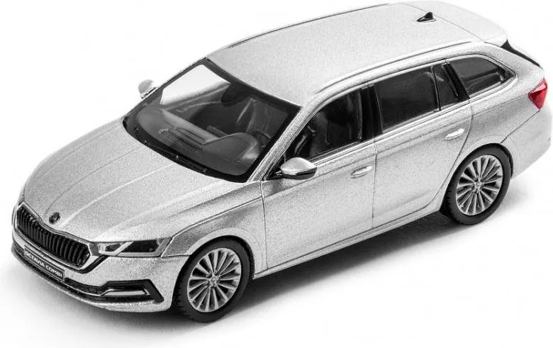 Kovový model škoda octavia iv combi, stříbrná brilliant metallic