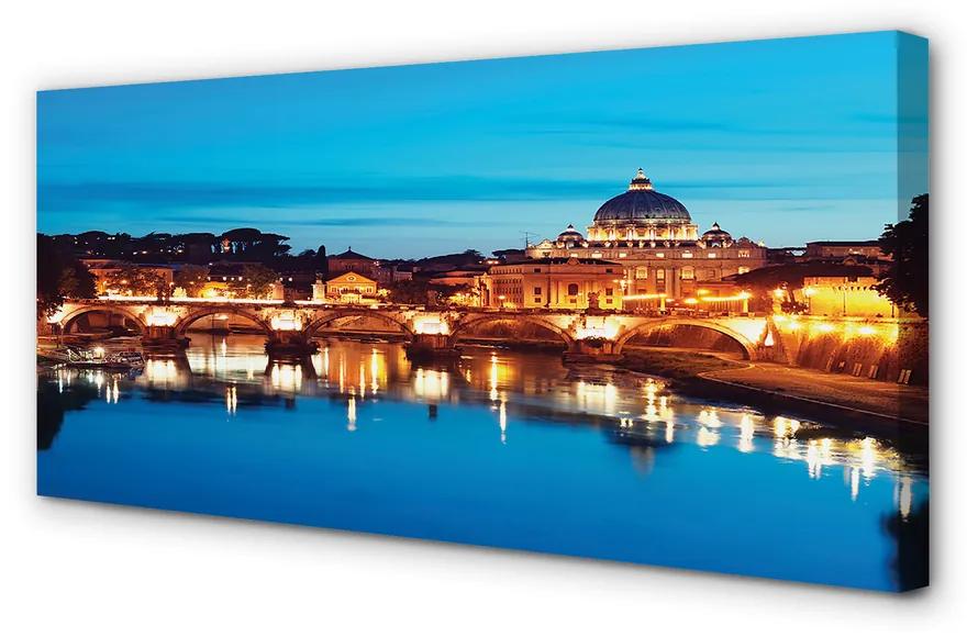 Obrazy na plátně Rome River mosty západ slunce 120x60 cm
