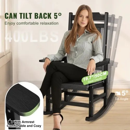 Veranda Rocker HIPS Venkovní houpací křeslo s vysokým opěradlem 2 ks 181,4 kg