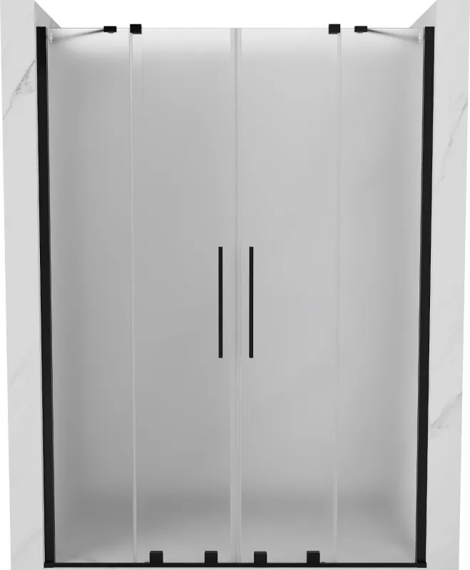Mexen Velar Duo, posuvné sprchové dveře do otvoru 140 cm, 8mm sklo námraza, černá matná, 871-140-000-32-70