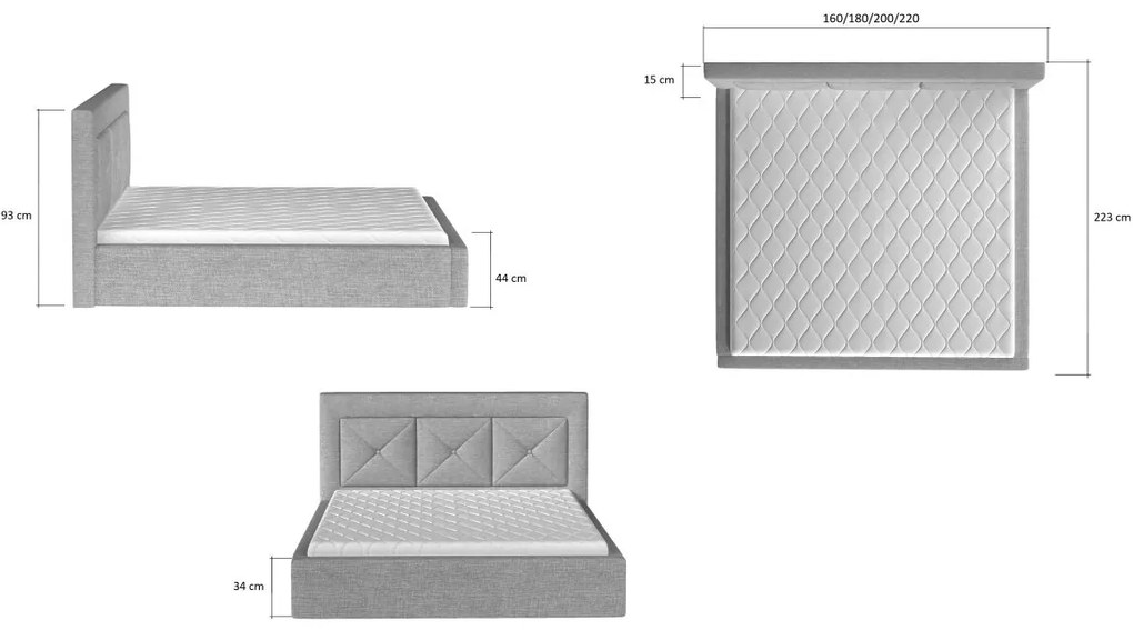 Čalouněná postel CLOE - Monolith 77 - 180x200cm - Kov
