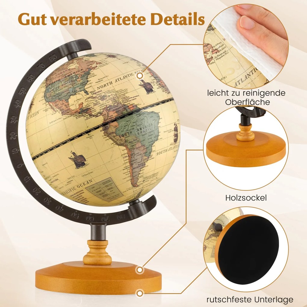 Costway Ø14 cm glóbus s kovovým stojánkem vzdělávací/geografický studentský