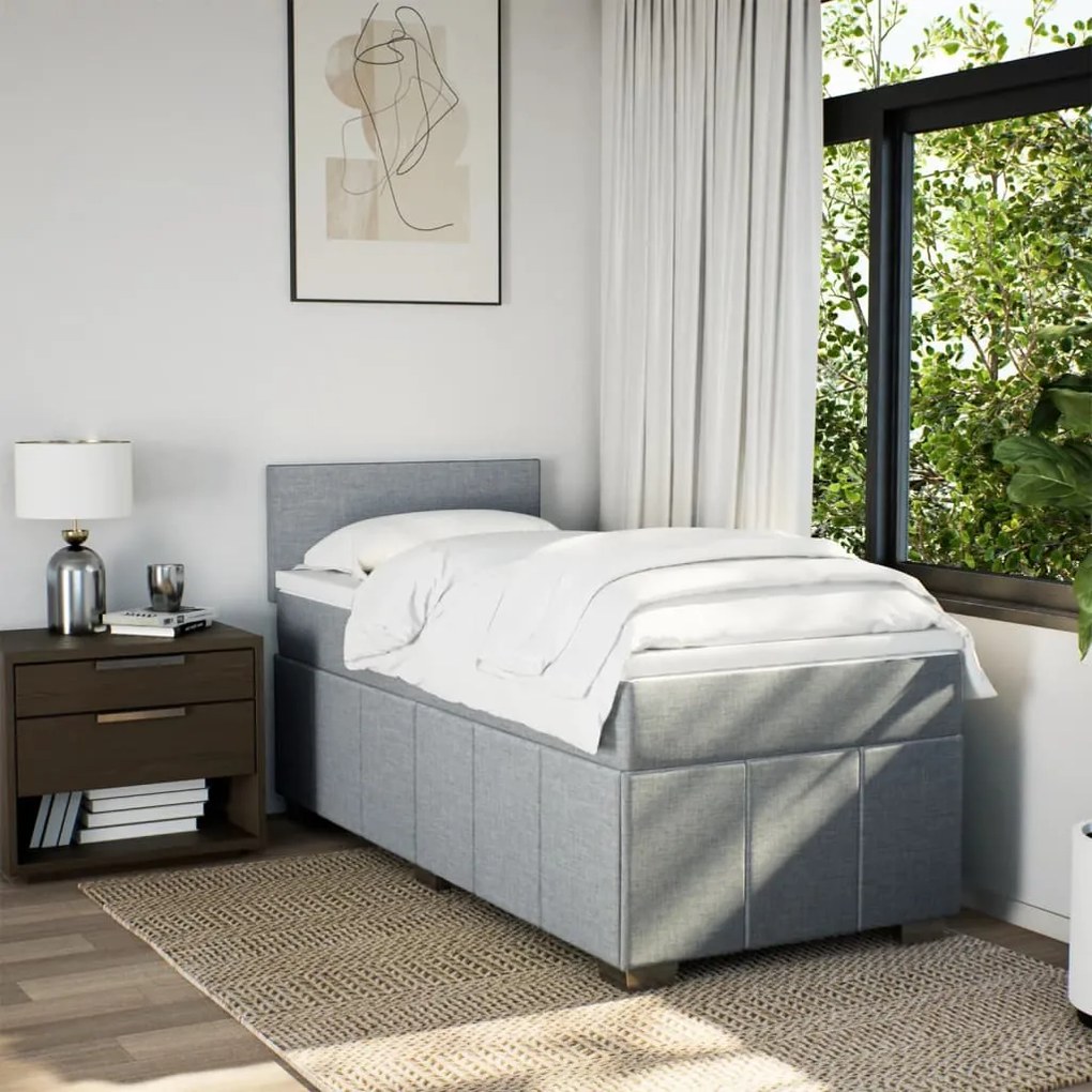 Box spring postel s matrací světle šedý 100 x 200 cm textil 3286972