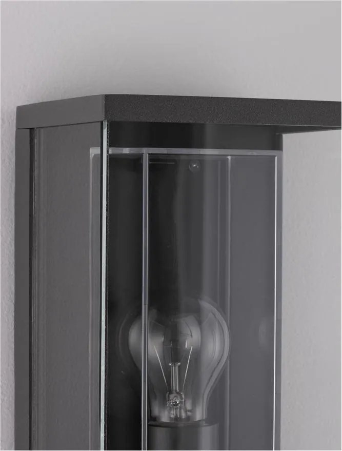 NV 9492710 Venkovní nástěnné svítidlo REGINA antracitový hliník a čiré sklo E27 1x12W 220-240V bez žárovky IP65 - NOVA LUCE
