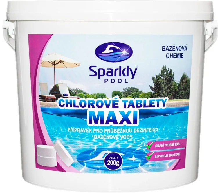 SparklyPool Sparkly POOL Chlorové tablety pomalurozpustné MAXI 5 kg