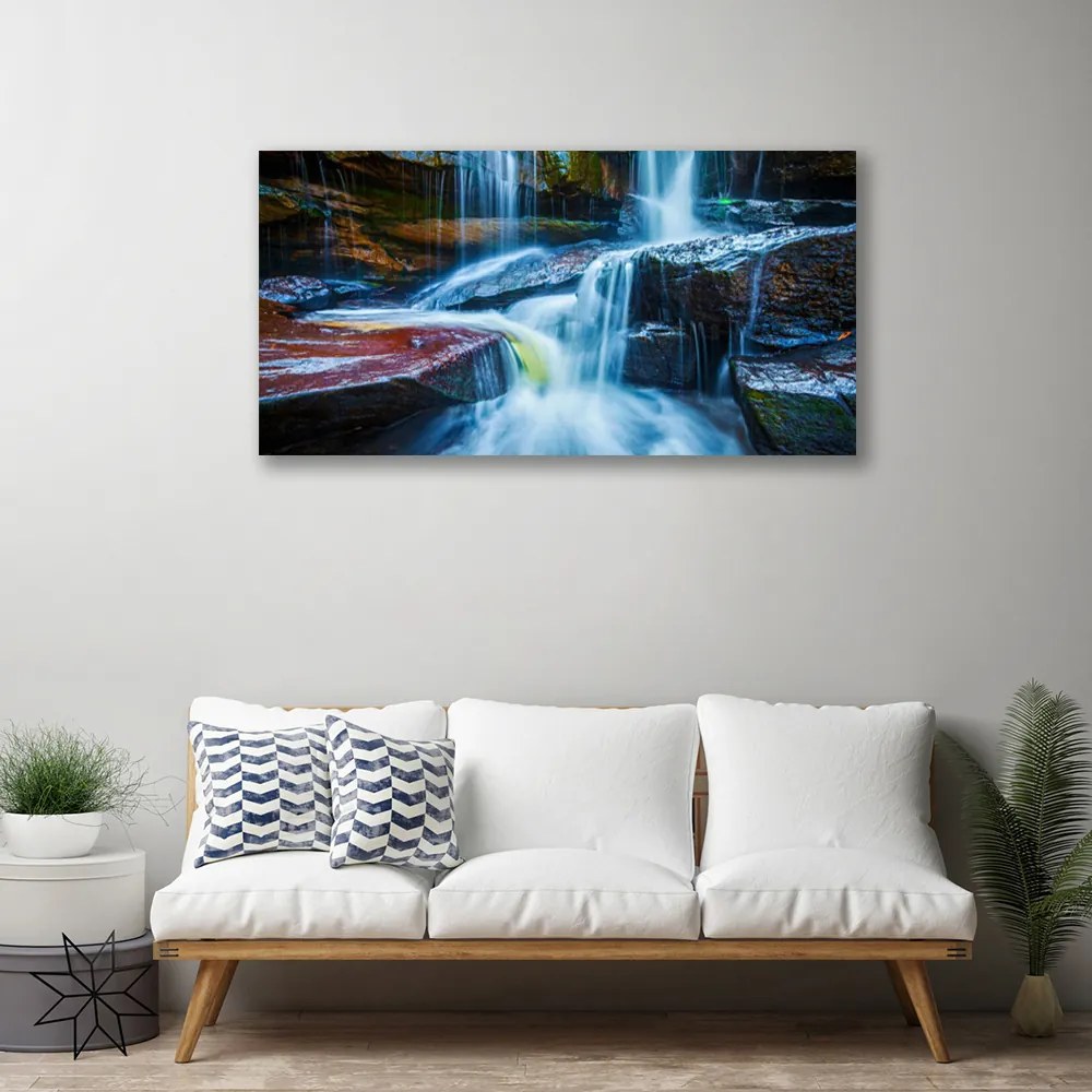 Obraz na plátně Skály Vodopád Řeka Příroda 140x70 cm