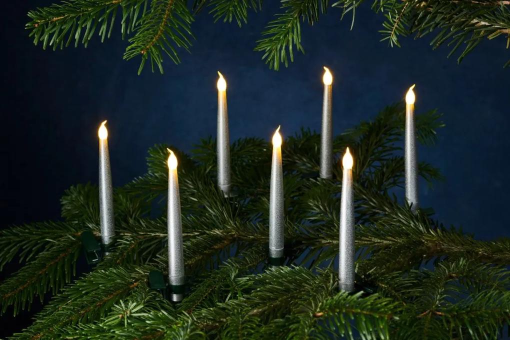 Sirius Sirius Sada LED svíček na vánoční stromek Carolin (10 ks) Silver