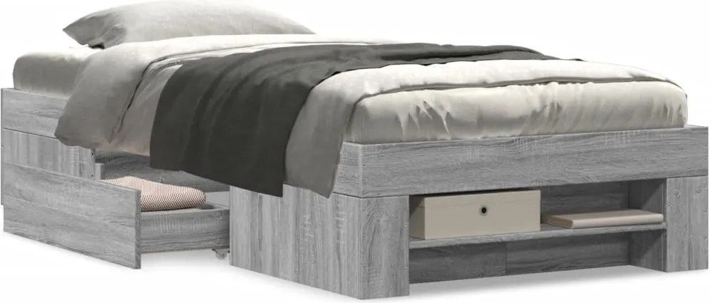 Rám postele šedý sonoma 75 x 190 cm kompozitní dřevo 3295532