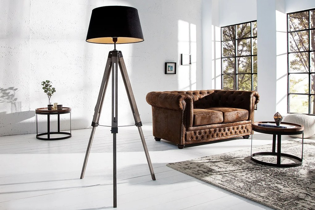 Bighome - Stojací lampa SIL, 145cm – černá, stříbrná