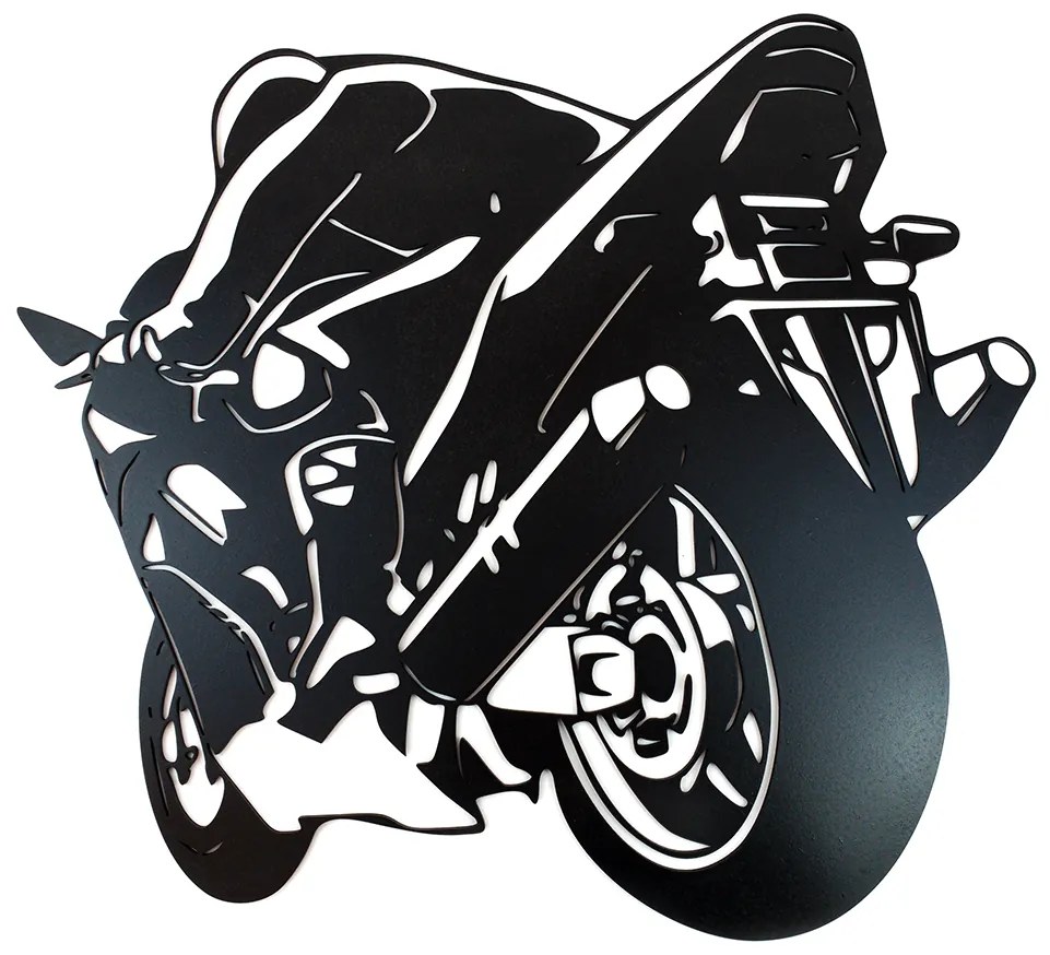 Živá Zeď Dřevěná nástěnná dekorace Sportovní motorka černá