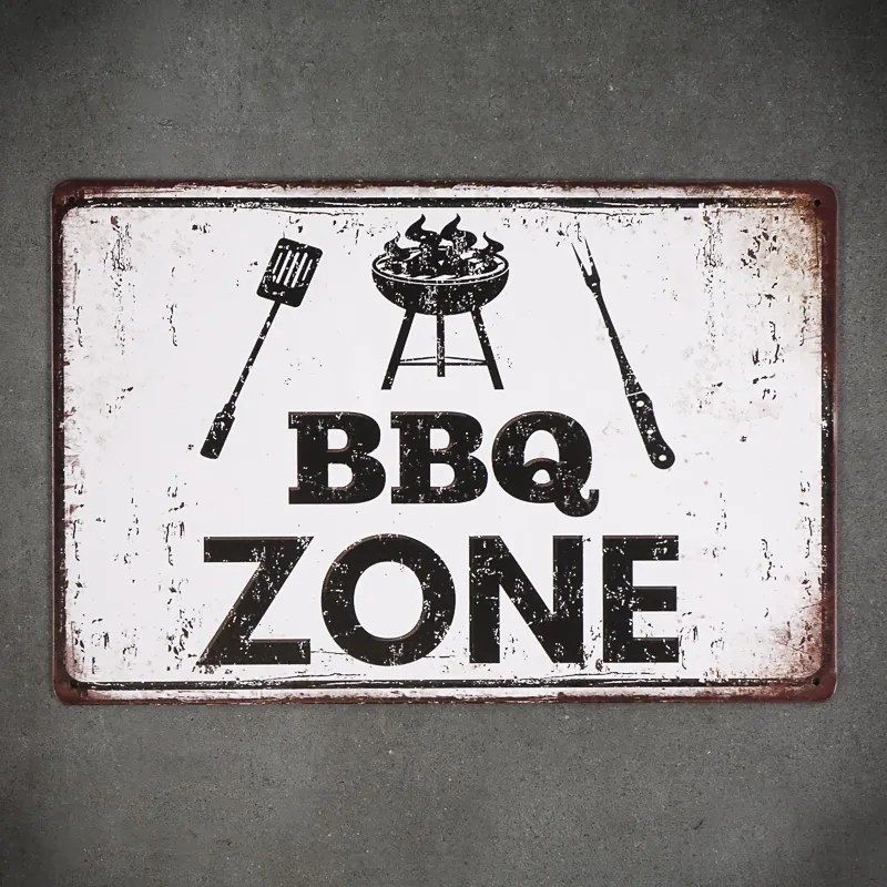 Kovová cedule BBQ zone 2