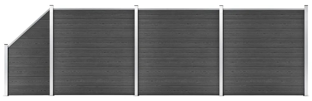 Set plotového dílce WPC 619 x (105–186) cm černý 3070439