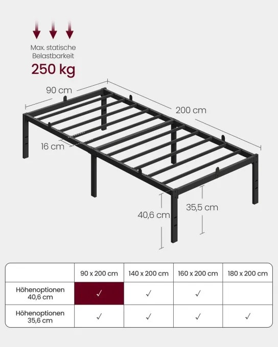 Kovová postel 90 cm RMB152BD01