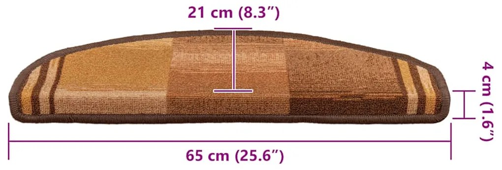 vidaXL Marketos Samolepící nášlapy na schody 15 ks hnědé 65 x 21 x 4 cm