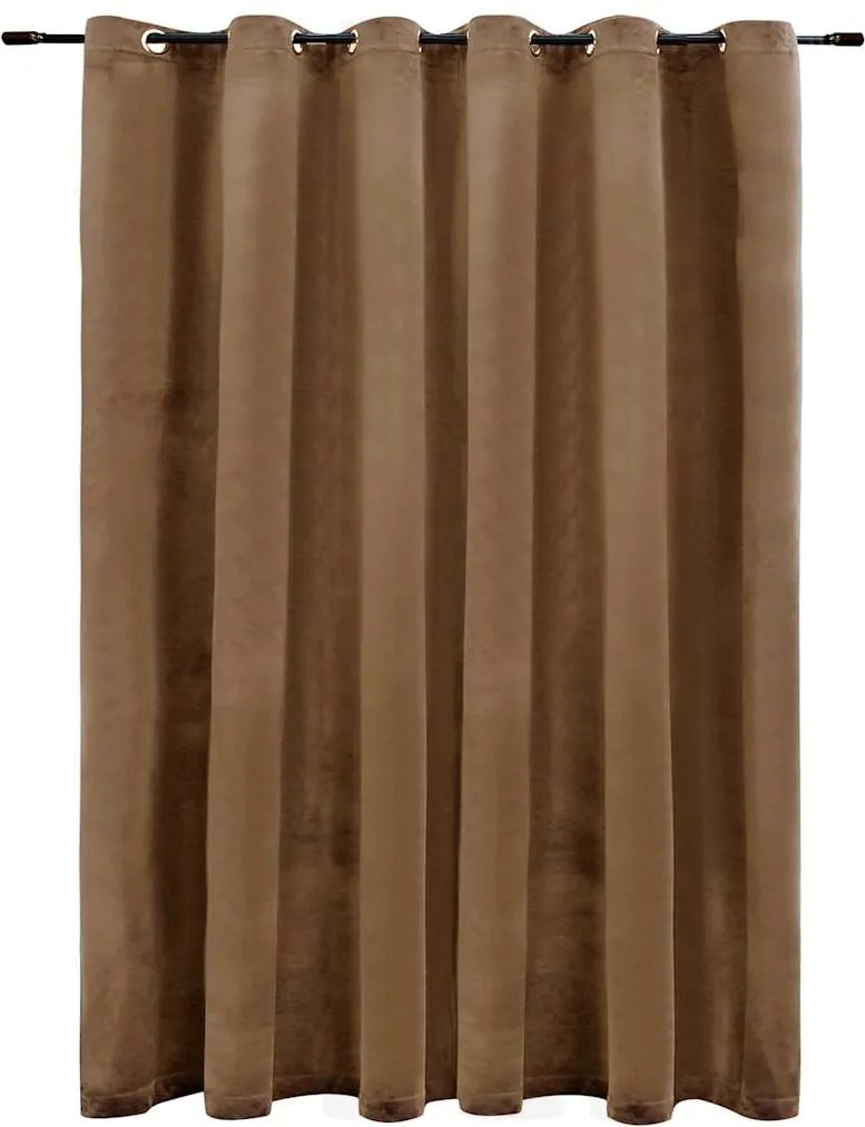 Zatemňovací závěs s kovovými kroužky sametový béžový 290x245 cm 134507