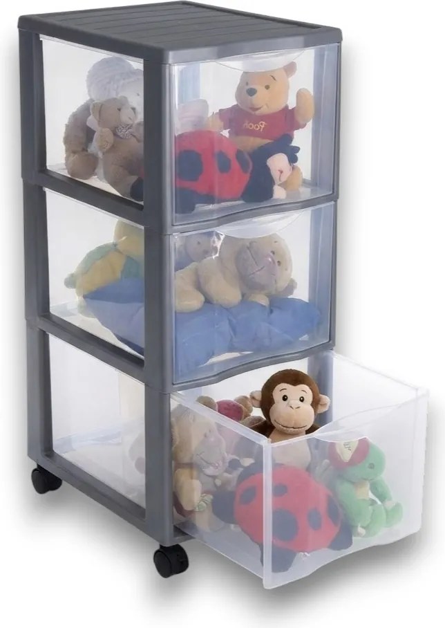 SUNDIS Úložný box se 3 zásuvkami, antracit, OFFICEMIX - MAXI , 3A