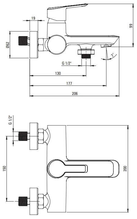 Deante Arnika, nástěnná vanová baterie, chromová, DEA-BQA_010N