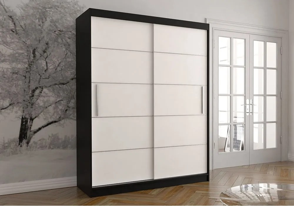 IDZ Šatní skříň Vista bez zrcadla (150 cm) Barva dřeva: Černá + Bílá
