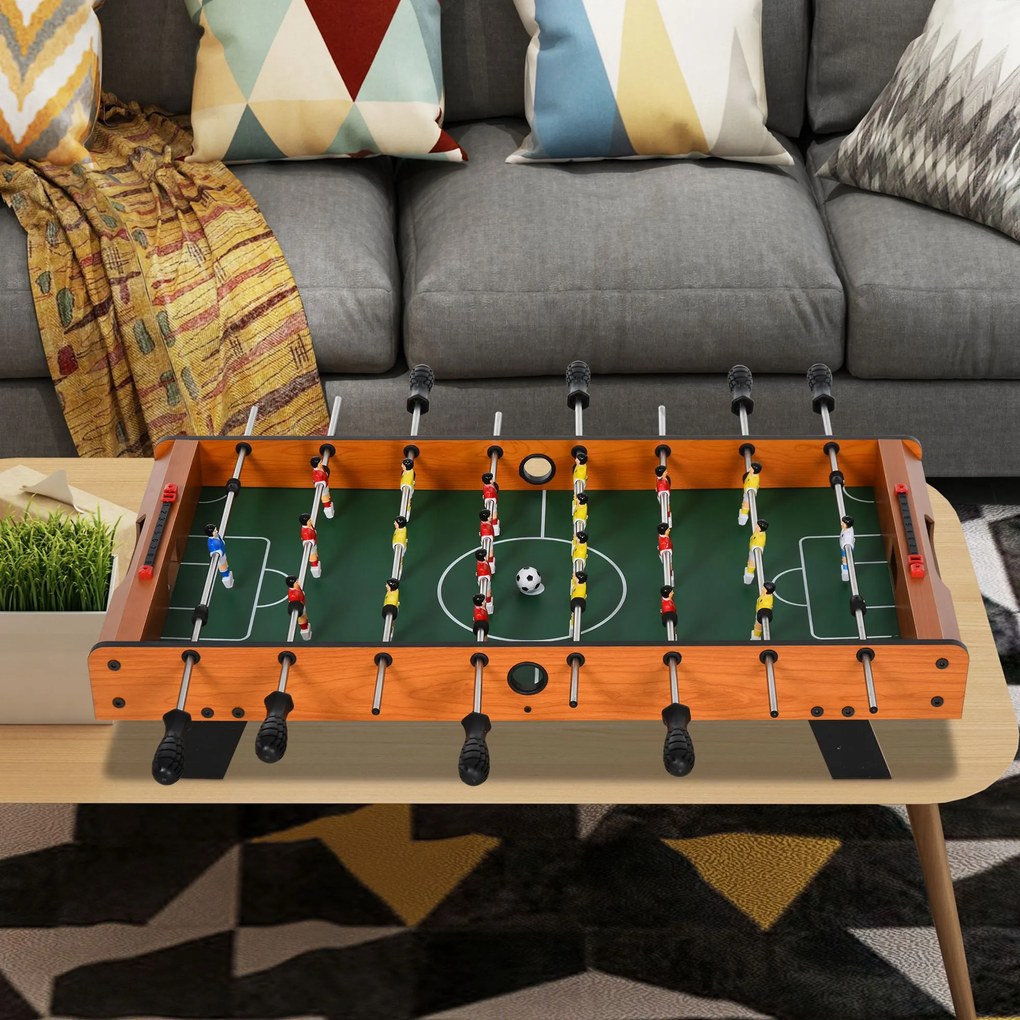 HOMCOM Stolní fotbal s nerezovými tyčemi, pro dospívající a dospělé, 84,5x40x61,2 cm, černý