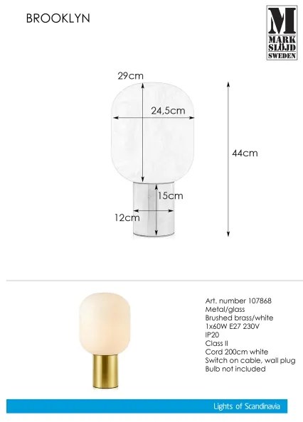 Markslöjd 107868 - Stolní lampa BROOKLYN 1xE27/60W/230V