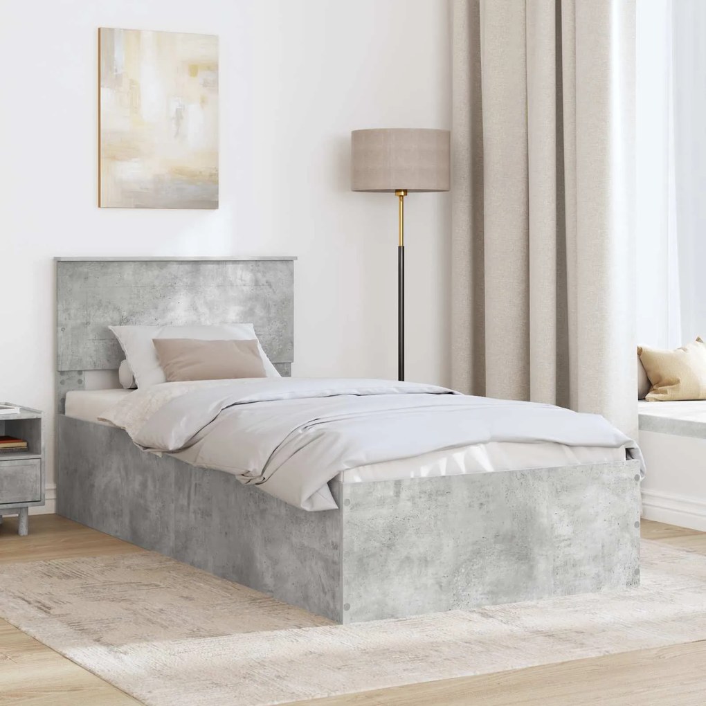 Rám postele s čelo Betonově šedá 100 x 200 cm Kompozitní dřevo 3408700