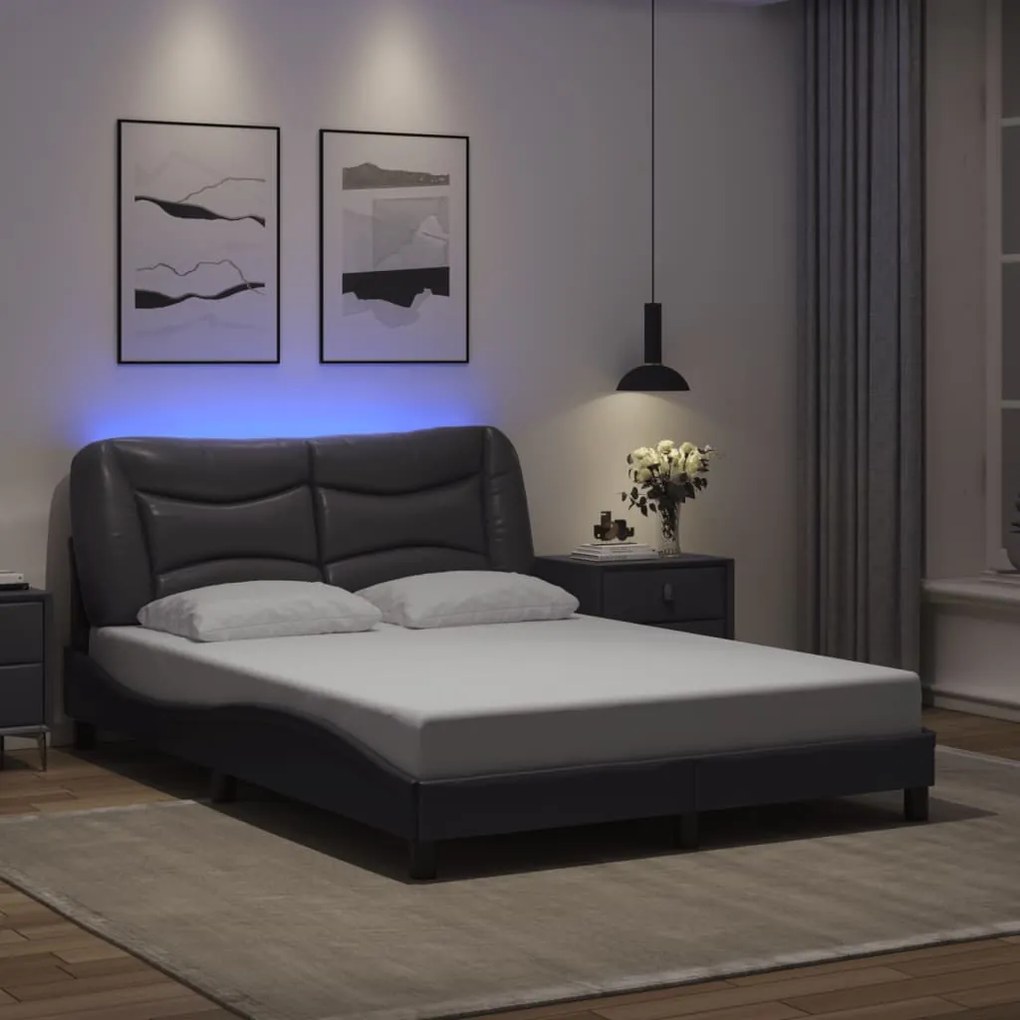 Rám postele s LED bez matrace Hvar šedý 120 x 200 cm 3213923