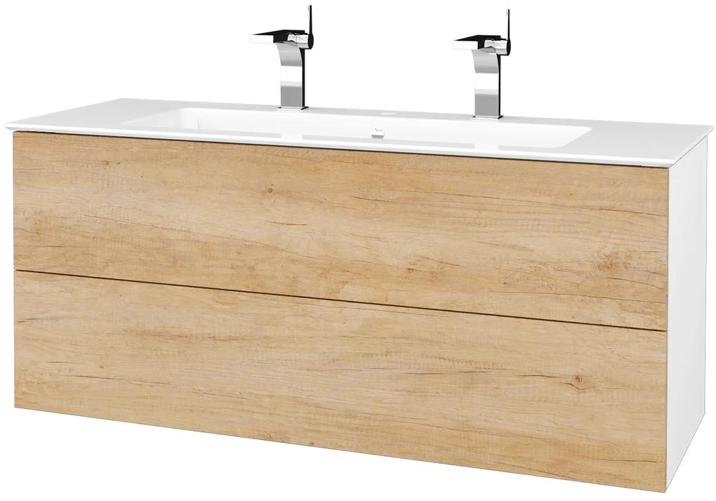 Dřevojas Koupelnová skříň VARIANTE SZZ2 120 (umyvadlo Pura) Varianta: N01 Bílá lesk / D03 Cafe