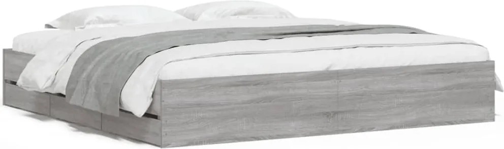 Rám postele se zásuvkami šedý sonoma 200 x 200 cm kompozit 3207250