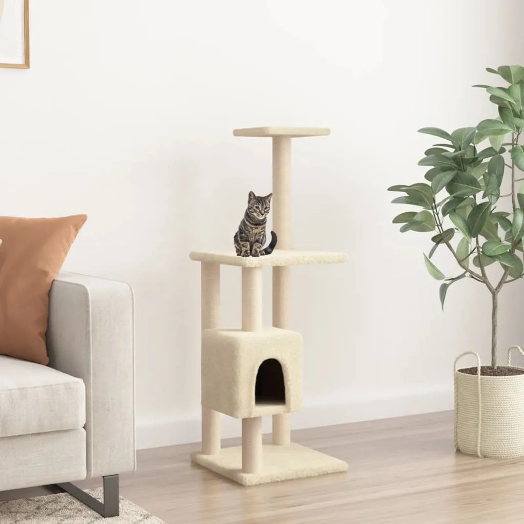 Škrabadlo pro kočky se sisalovými sloupky krémové 104 cm 171469