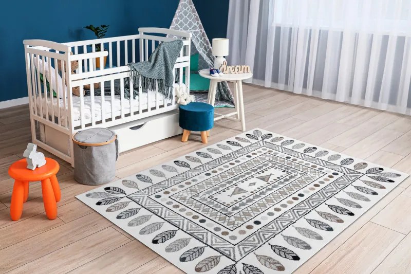 Dywany Łuszczów, Dětský kusový koberec Fun Teepee cream, 120x170, šedá, dětský pokoj