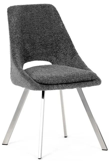 Autronic Elegantní šedá jídelní židle RINA s broušenými kovovými nohami (vzorek z prodejny)
