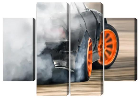 Vícedílný obraz Unášené Auto V Oblaku Kouře Nedostatek Nedostatek Plátno Canvas 200x150