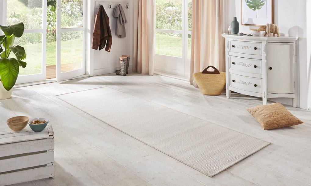 BT Carpet, Běhoun Nature 103531 Cream White – na ven i na doma, 80x350, bílá, chodba / předsíň