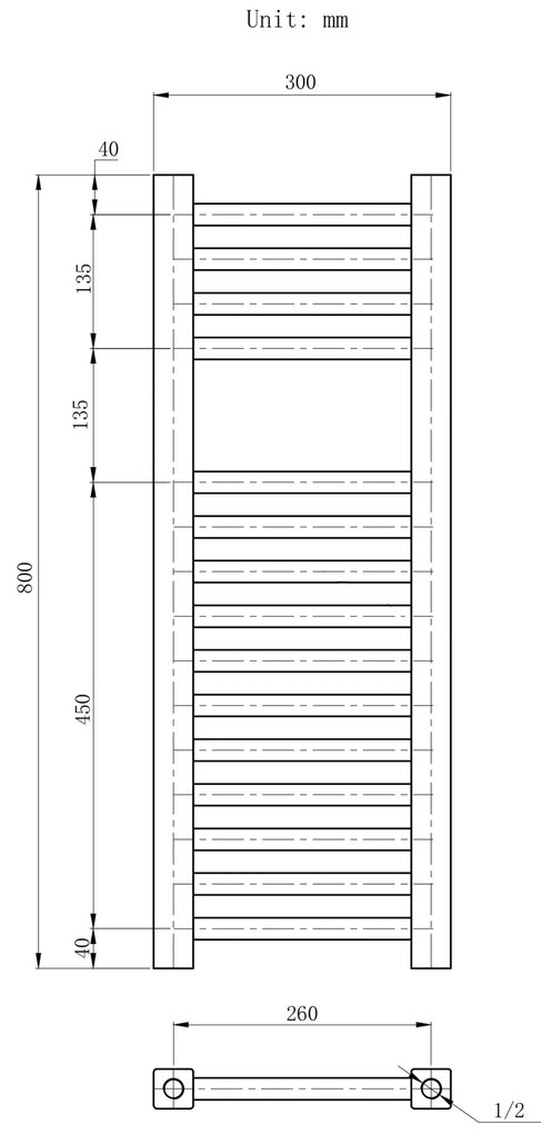 Gamma Erga Proper, topné těleso 800x300 mm, 314W, bílá, ERG-LAV-PROP-8030-WH