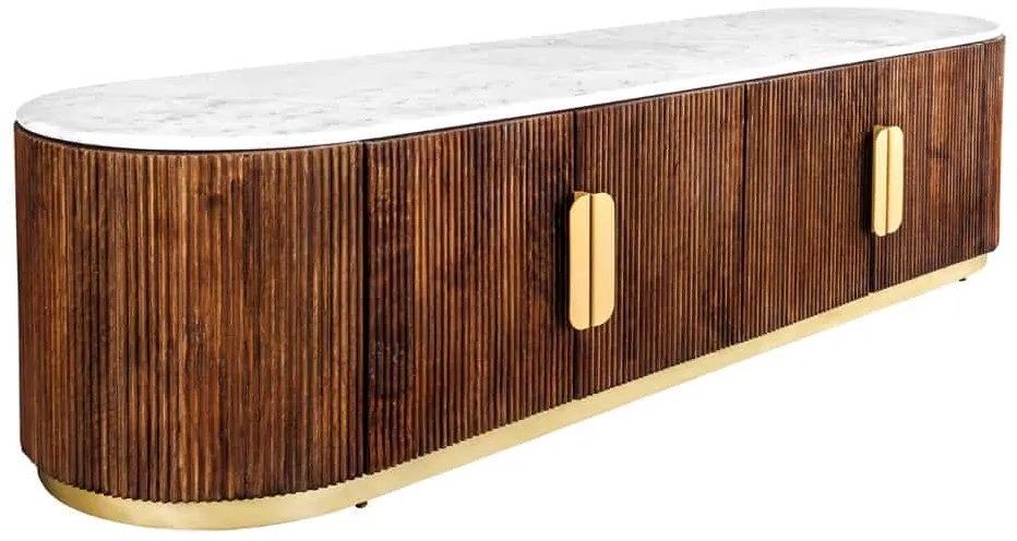 Designový TV stolek Daichi 170 cm mango / mramor - II. třída