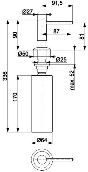 KFA Armatura 990-100-81 - Zápustný dávkovač mýdla DUERO matná černá