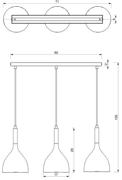 Lustr na lanku NOAK 3xE27/15W/230V černá/chrom