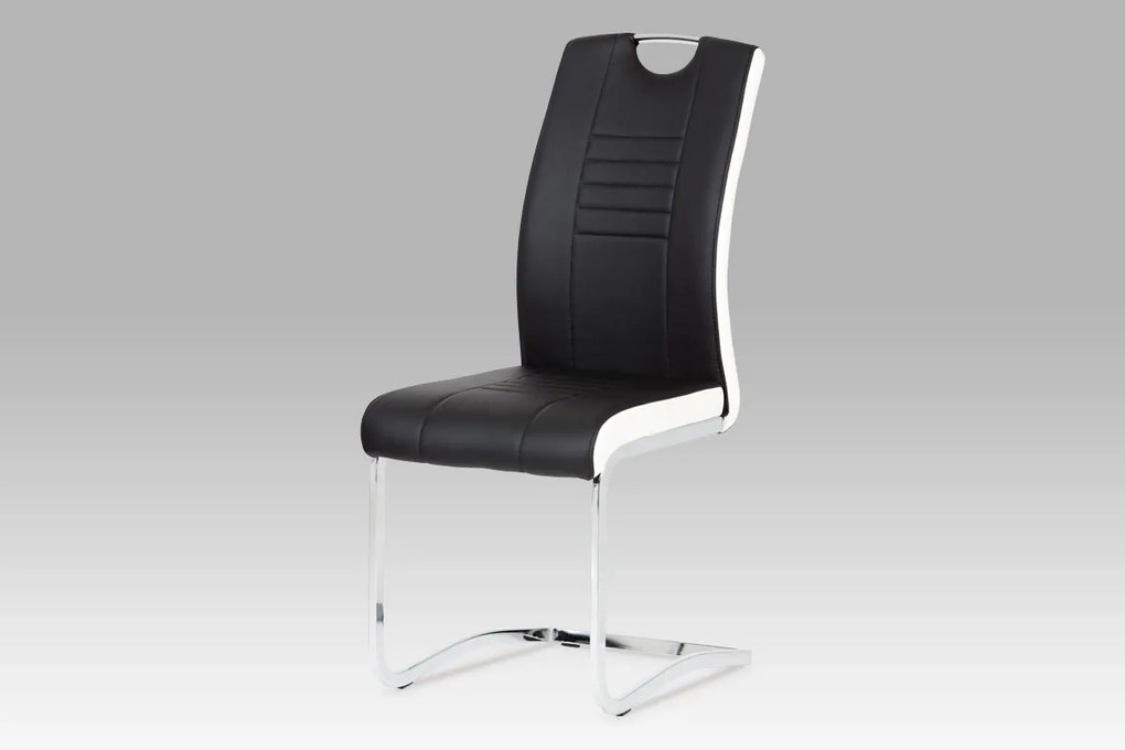 Jídelní židle koženka černá s bílými boky DCL-406 BK AKCE