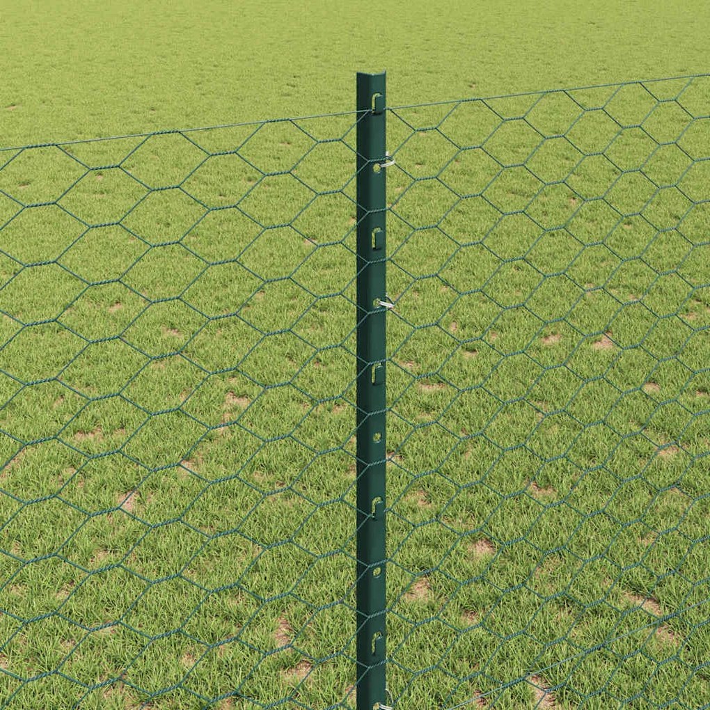 Hexagonální plot s podpěrou 10 x 1,4 m Ocel potažená PVC Zelená 3336690
