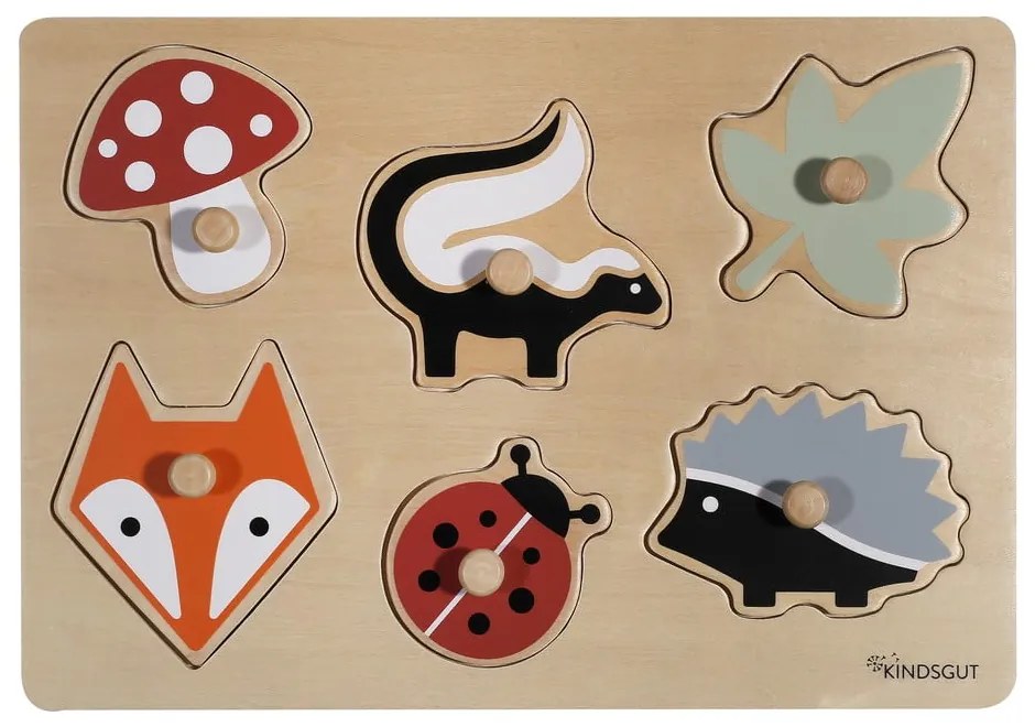 Dřevěné vkládací puzzle (počet dílků 6) Forest – Kindsgut Biano.cz