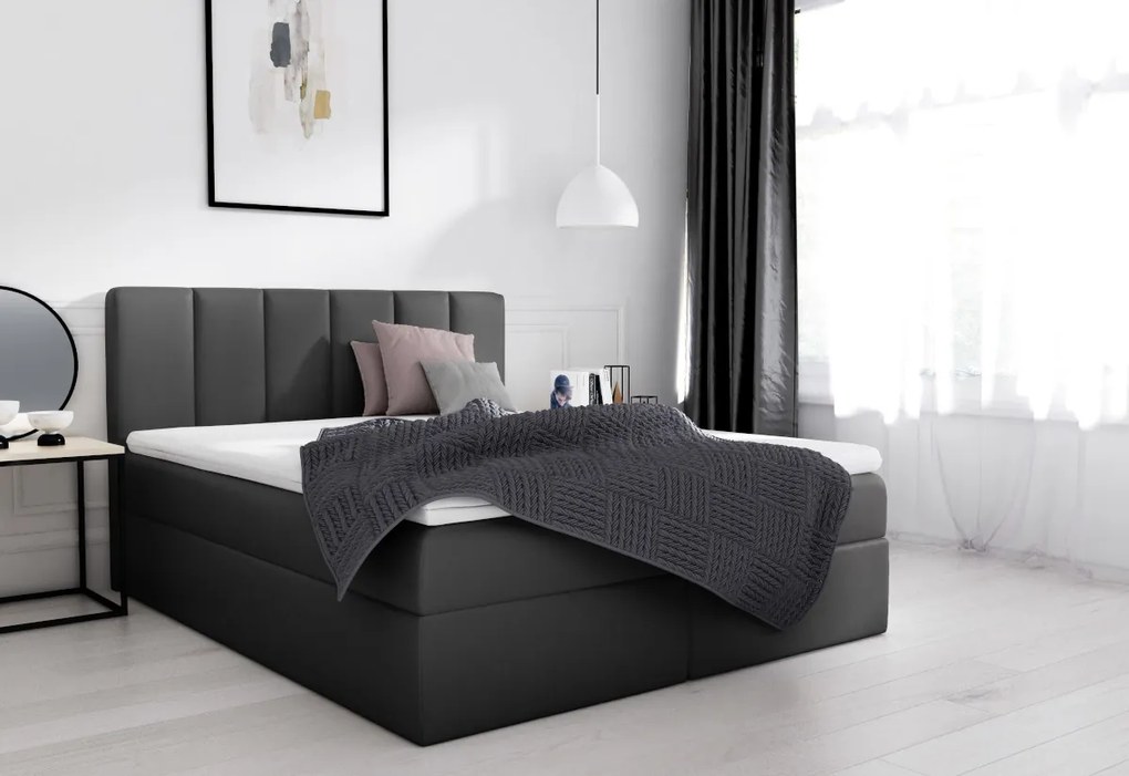 Čalouněná postel boxspring SORA + topper, 180x200, madryt 9100