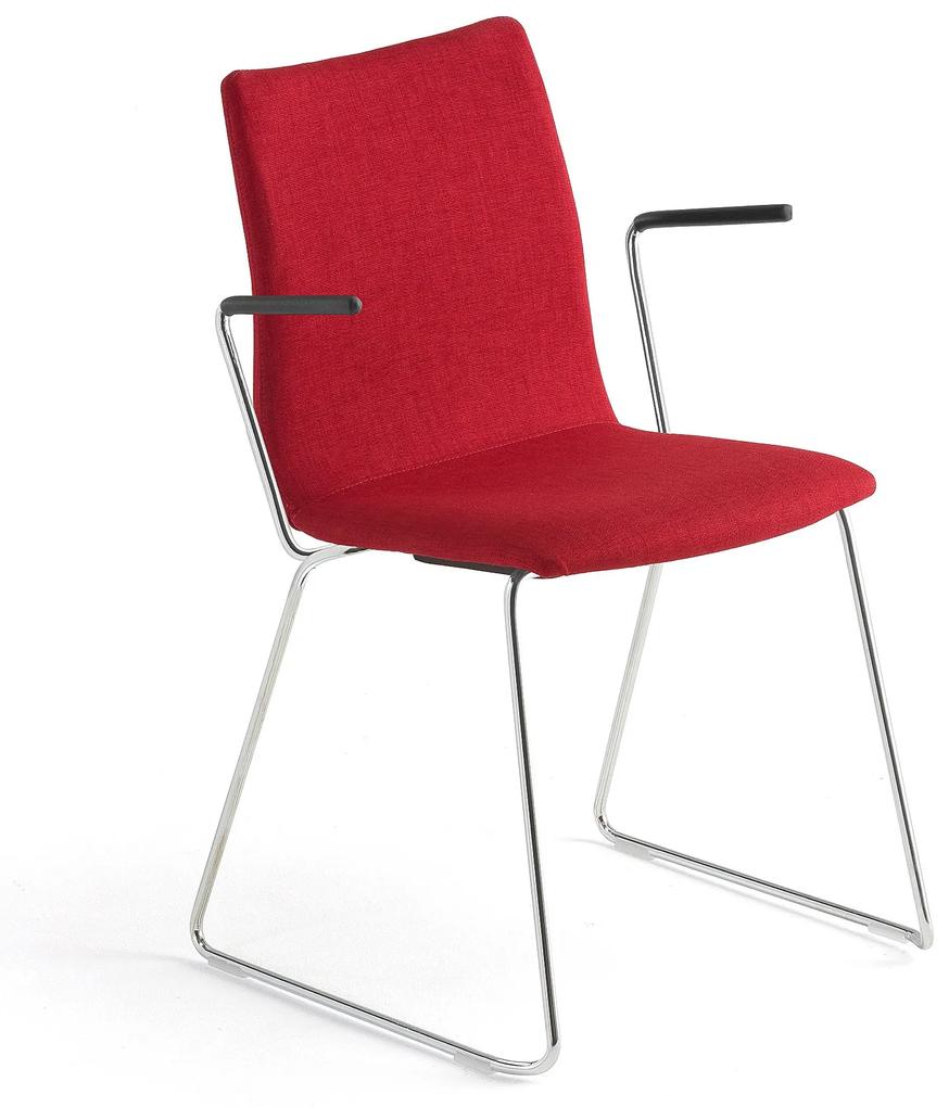 AJ Produkty Konferenční židle OTTAWA, s područkami, červený potah, chrom