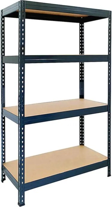Regál 150x70x30 cm lakovaný 4-policový, nosnost 700 kg, RIVET - černý