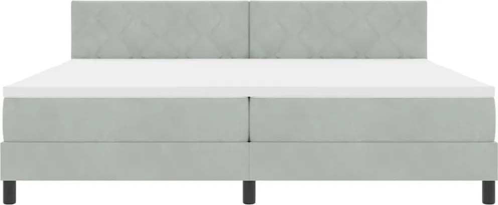Postel s boxspringem s čelo Světle šedá 200 x 200 cm samet 3339260