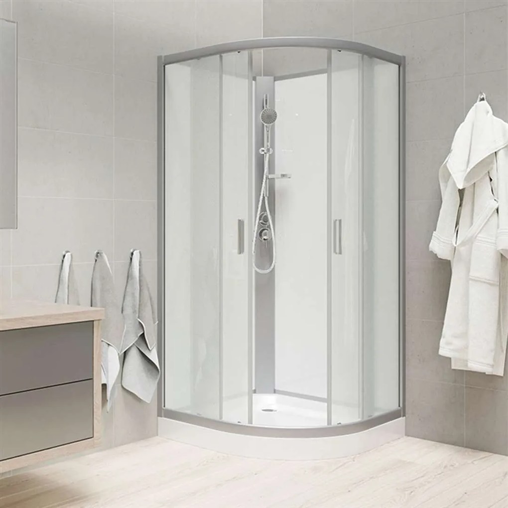 Mereo - Sprchový box 90x90 cm, bez stříšky, satin/bílá/sklo Point CK35122KBW