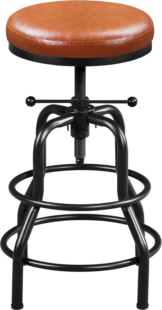 Barová židle Yaheetech – světle hnědá, 44 cm (délka) × 44 cm (šířka) × 54,5 cm – 71,5 cm (výška) (256244013357)